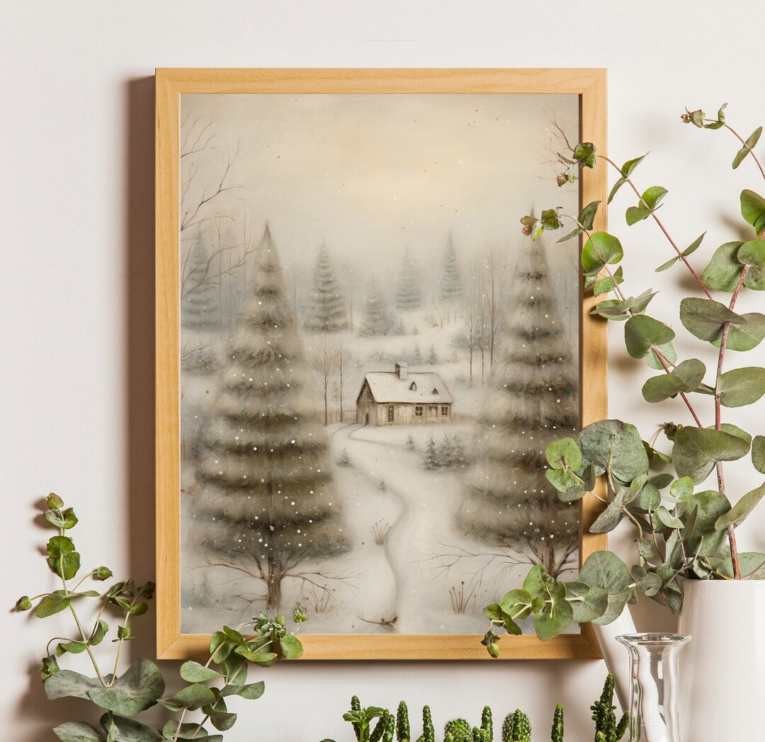 Christmas Winter Wonderland Print, Cabin Winter Decor, Winter Cabin ...