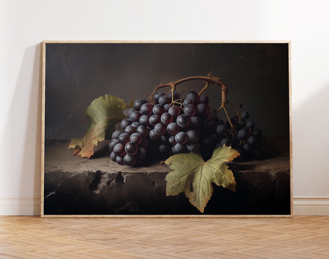 Grape Painting, Fruits Still Life, Still Life Print, Grape Kitchen ...
