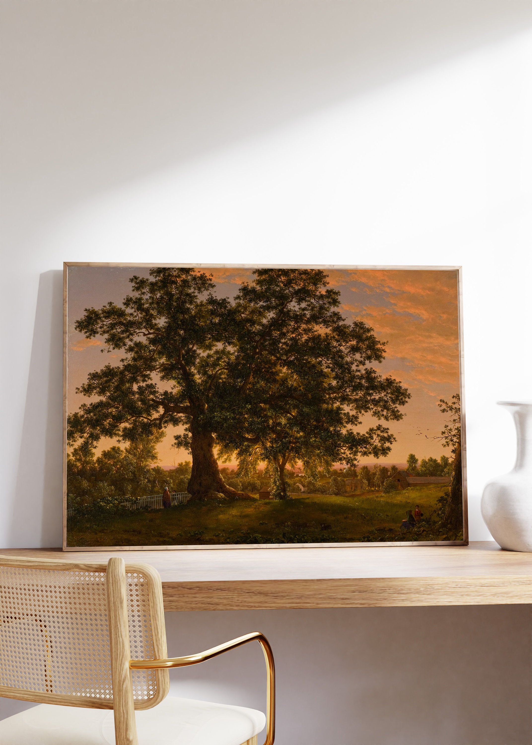 Landscape Oil Painting Oak Tree Painting PRINTABLE Wall Art Vintage ...