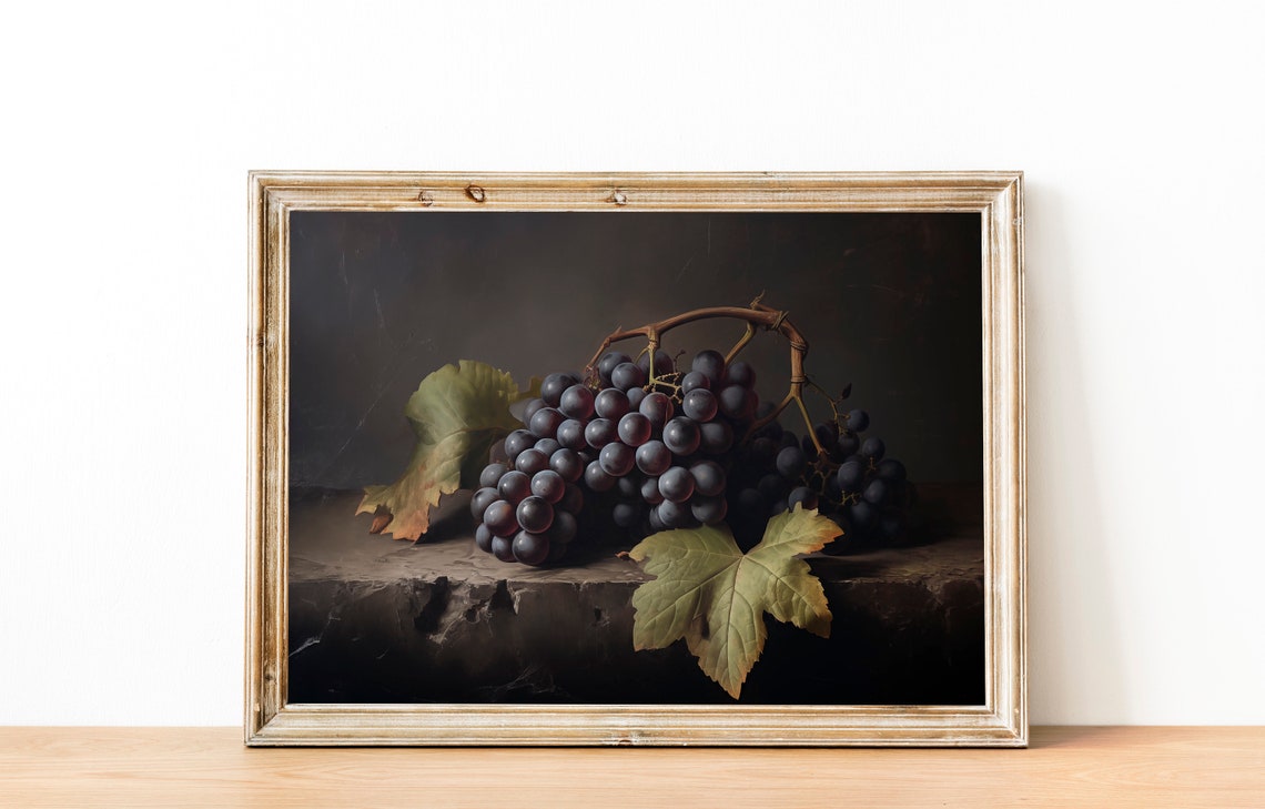 Grape Painting, Fruits Still Life, Still Life Print, Grape Kitchen ...