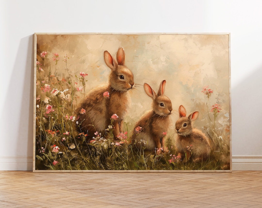 Cute Spring Bunny Rabbits PRINTABLE, Easter Wall Art, Bunny Print ...