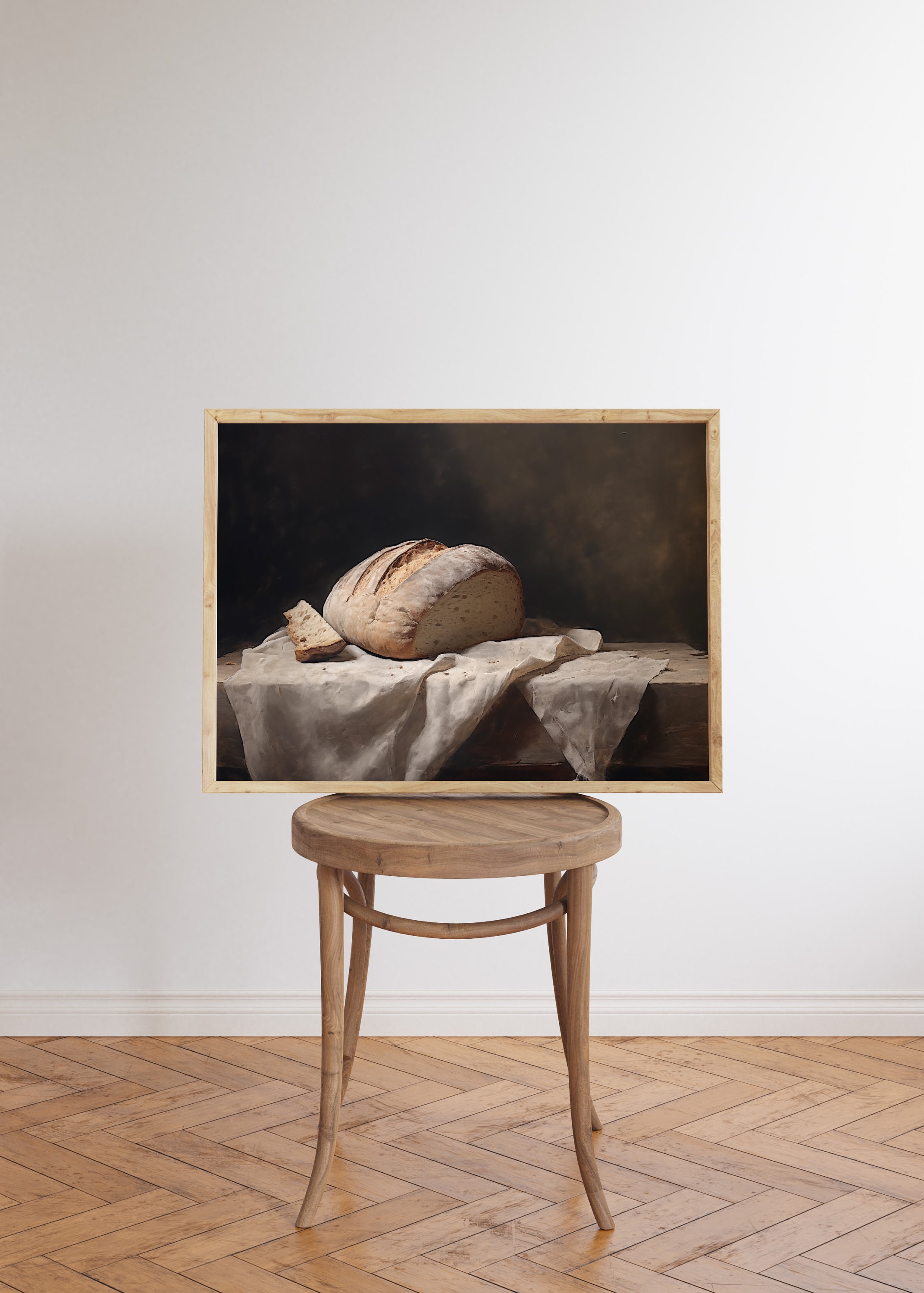 Rustic Sourdough Bread Painting, Bread Still Life Print, Country ...