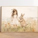 Girl and Bunny Watercolor Painting: Spring Nursery Decor (digital ...