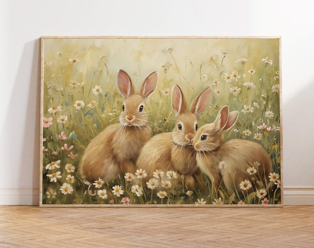 Cute Spring Bunny Rabbits PRINTABLE, Easter Wall Art, Easter Nursery ...