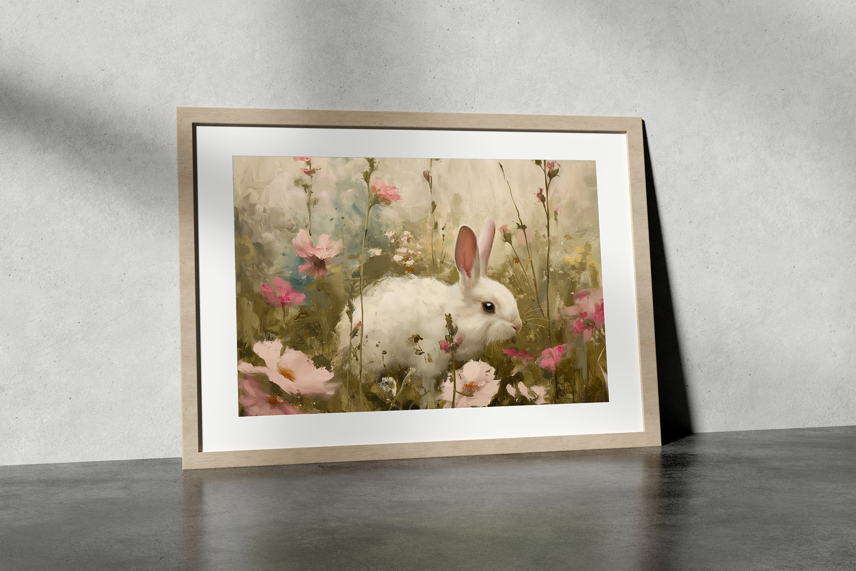 Bunnies in Wildflower Field PRINTABLE, Vintage Spring Decor, Easter ...