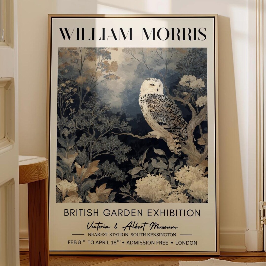 William Morris Barn Owl Poster Cottagecore Decor Dark Academia Art ...