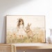 Girl and Bunny Watercolor Painting: Spring Nursery Decor (digital ...
