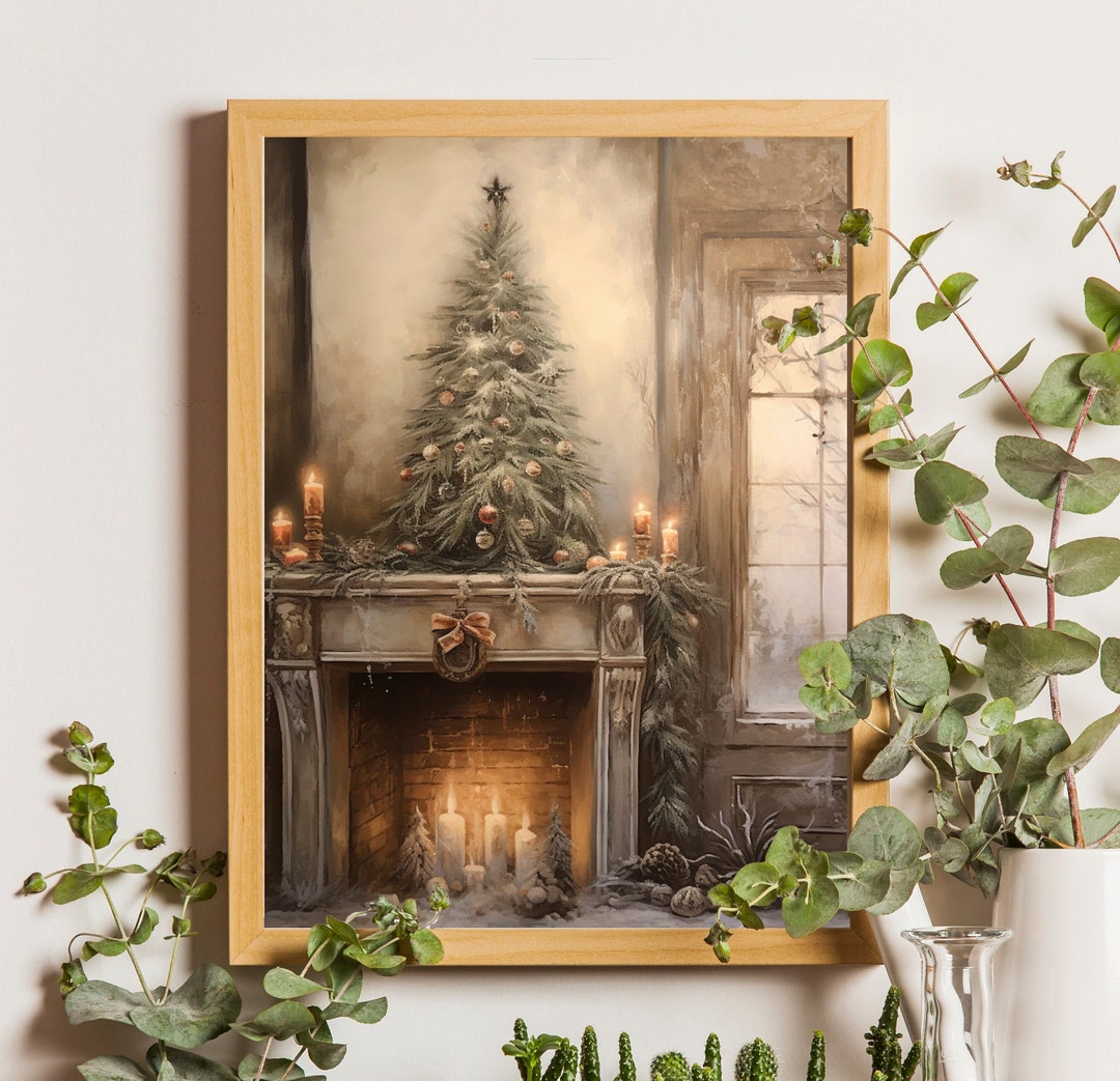 Rustic Christmas Wall Art, Christmas Tree Wall Print, Winter Holiday ...