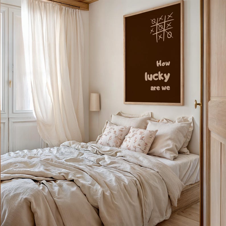 How Lucky Are We Print, Tic Tac Toe Wall Art, Minimalist Quote Poster ...