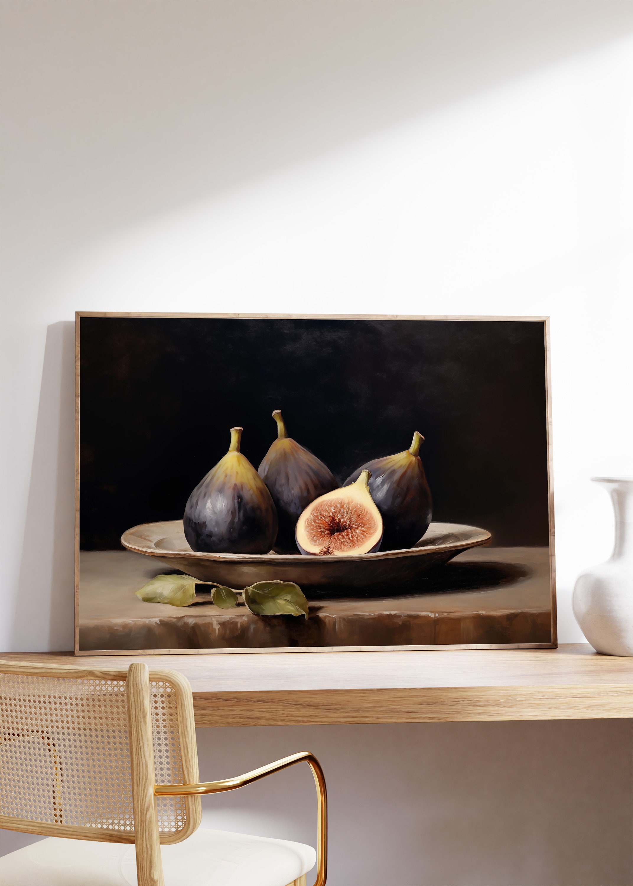 Fig Art Print, Moody Figs Painting, PRINTABLE, Vintage Fruit Still Life ...