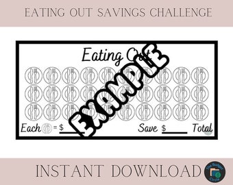 Eating Out Savings Challenge A6 Cards - Etsy