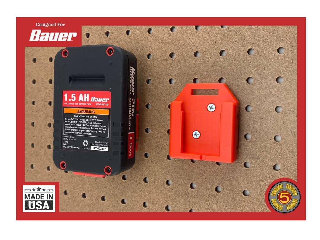Bauer Battery Holder Pegboard Mount - Battery Mount Bauer 20V Battery ...