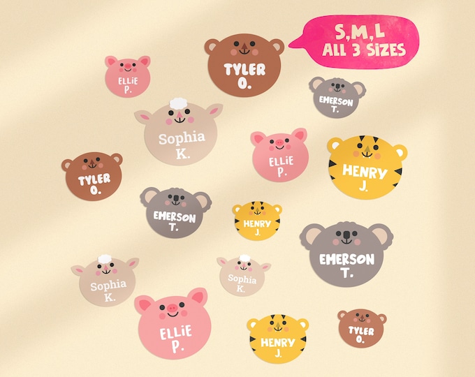Waterproof Kid Name Label｜laminated Kid Name Sticker｜animal Name｜kids ...