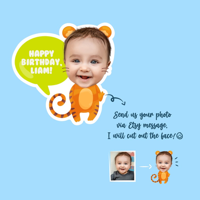 Custom Face Sticker｜personalized Birthday Sticker｜custom Kid Birthday ...