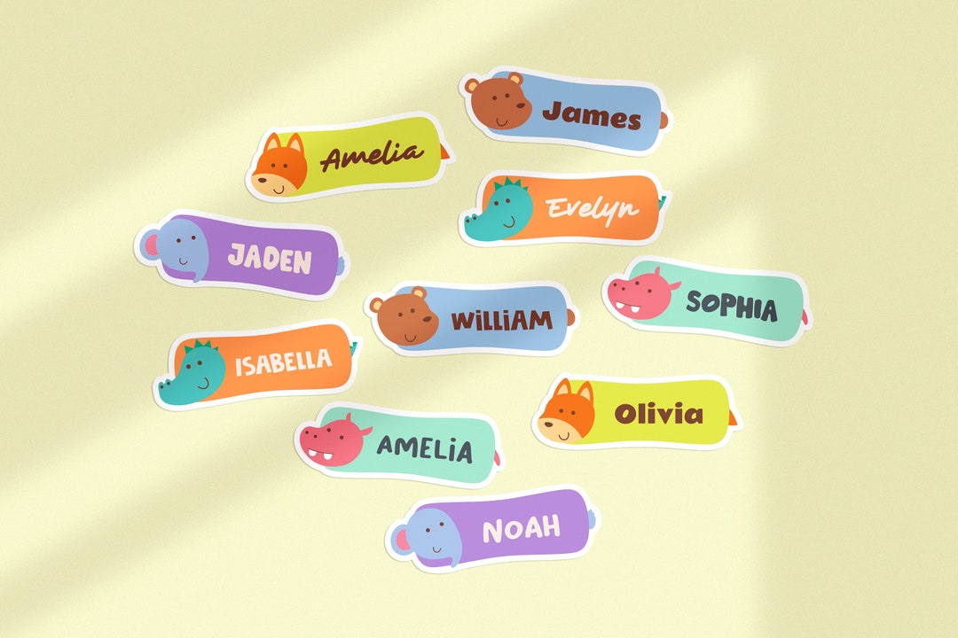 52 Pieces Mini Kid Name Label｜laminated Kid Name Sticker｜waterproof Kid ...