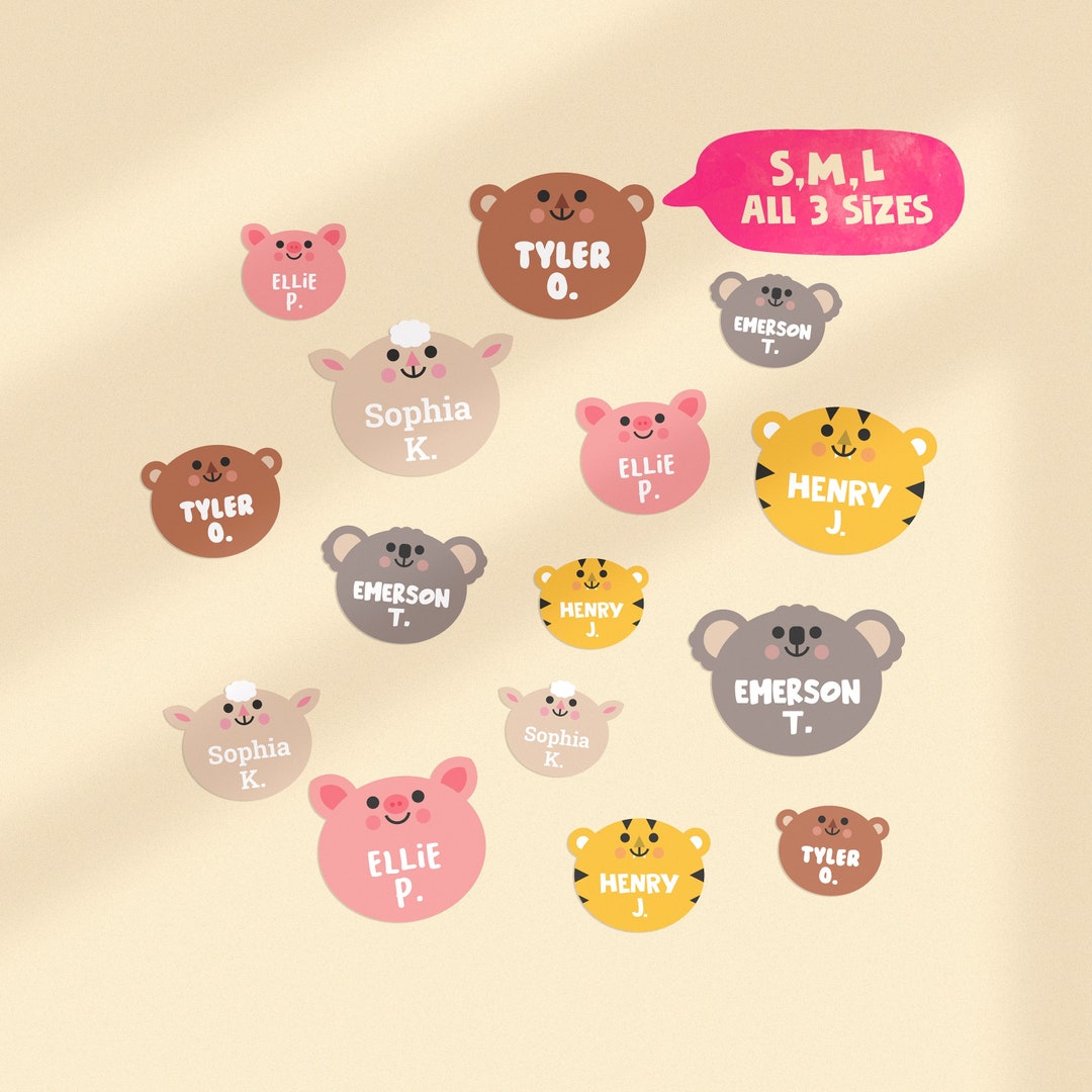 Waterproof Kid Name Label｜laminated Kid Name Sticker｜animal Name｜kids ...