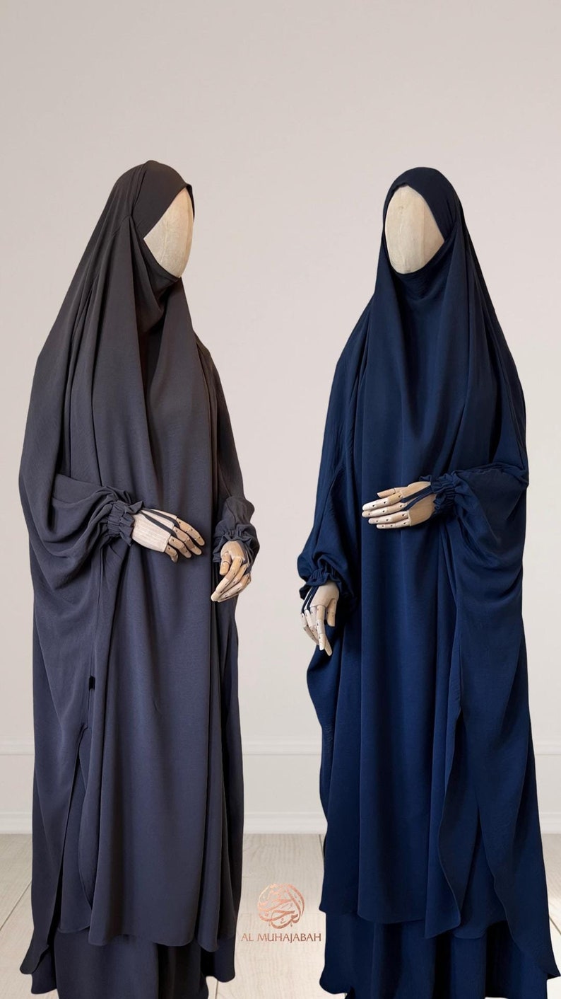 2 Piece Round Long Jilbab - Etsy