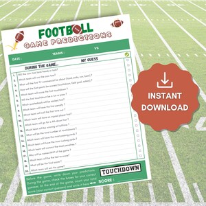 Football Game Predictions, Super Football Party Game, Printable ...