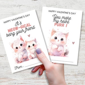 Printable Kitten Valentines Day Cards for Kids, Cute Cat Valentines Day ...
