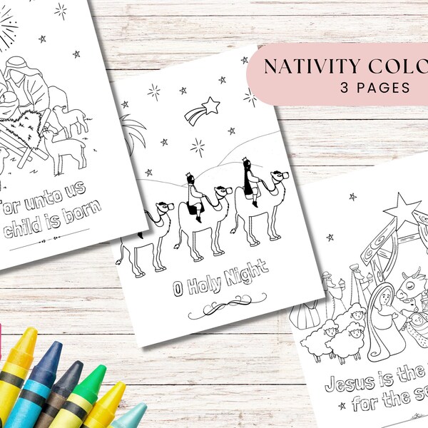 Printable Nativity Coloring Page - Etsy