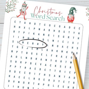 Christmas Word Search Puzzle Printable PDF, Easy Christmas Game for ...