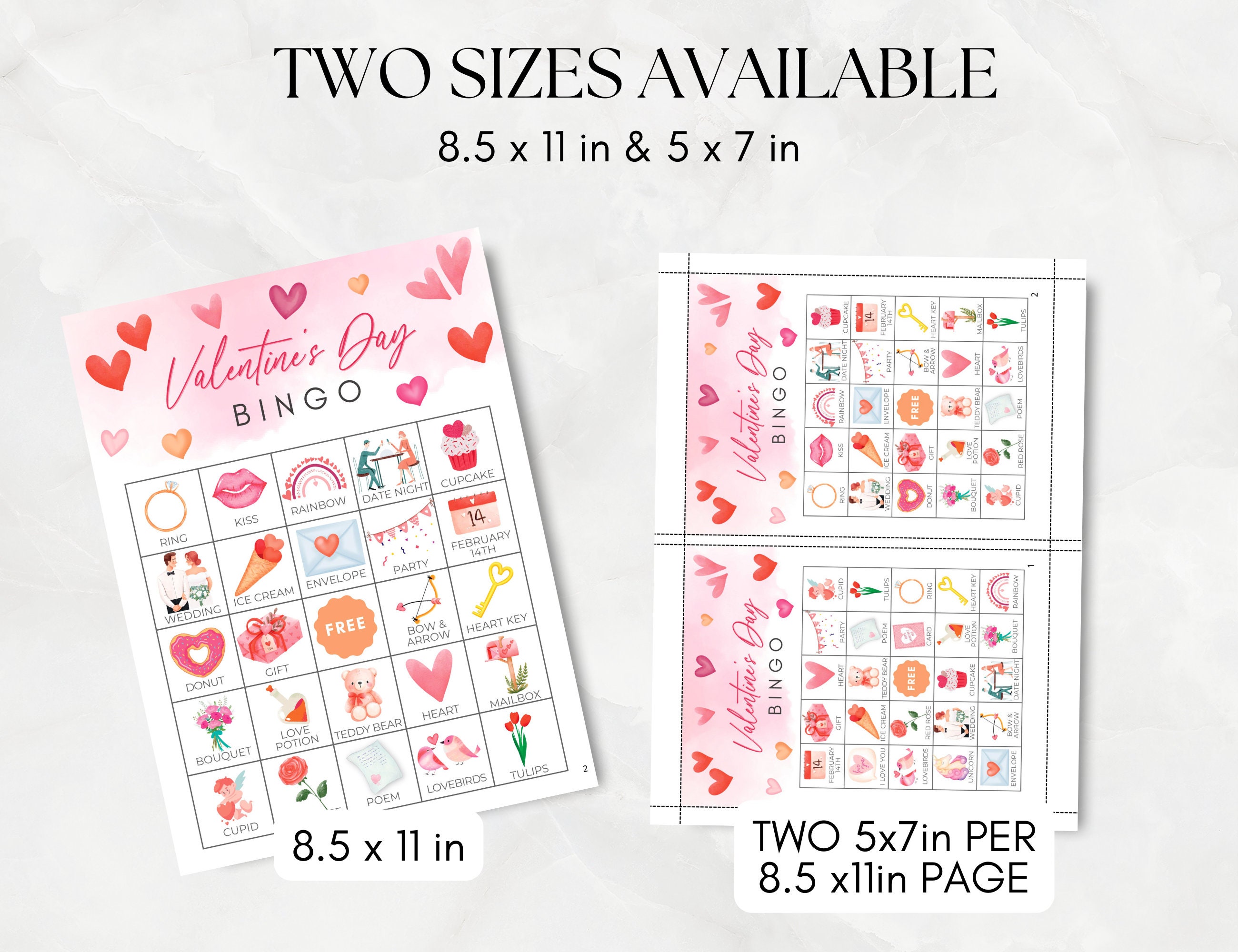 Valentines Bingo Cards for Kids Printable Valentines Day - Etsy