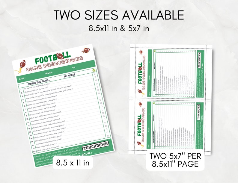 Football Game Predictions, Super Football Party Game, Printable ...