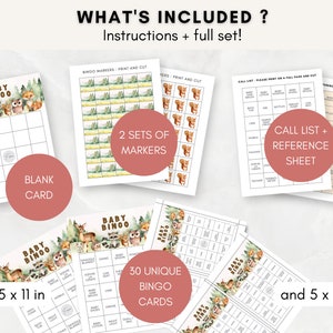 Woodland Baby Shower Bingo Cards Prefilled, Woodland Themed, Animal ...