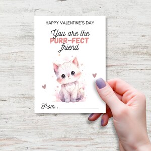 Printable Kitten Valentines Day Cards for Kids, Cute Cat Valentines Day ...