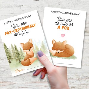 Printable Fox Valentines Card for Kids, Cute Forest Animal Valentines ...