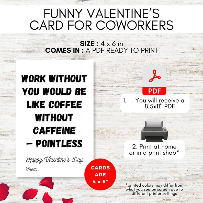 Funny Coworker Valentines Day Card, Cute Printable Valentines Card for ...