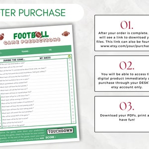 Football Game Predictions, Super Football Party Game, Printable ...