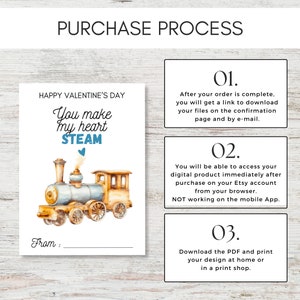 Train Valentines Day Cards for Kids, 6 Cute Train Printable Valentines ...