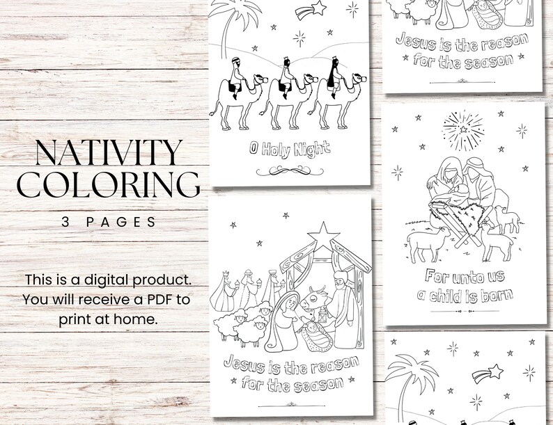 Christmas Nativity Coloring Pages for Kids, Christmas Sunday School ...