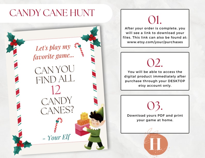 Candy Cane Hunt Elf Game Printable, Can You Find the Candy Canes ...