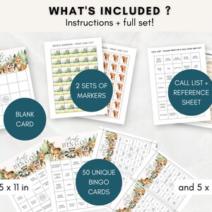 Woodland Baby Shower Bingo Prefilled Cards, Woodland Animals Theme ...