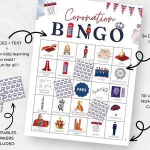 Coronation Bingo Game Coronation Party Game King Charles III - Etsy