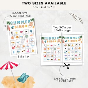 Summer Bingo Game, Beach Bingo Party Game, Fun Summer Activity for Kids ...