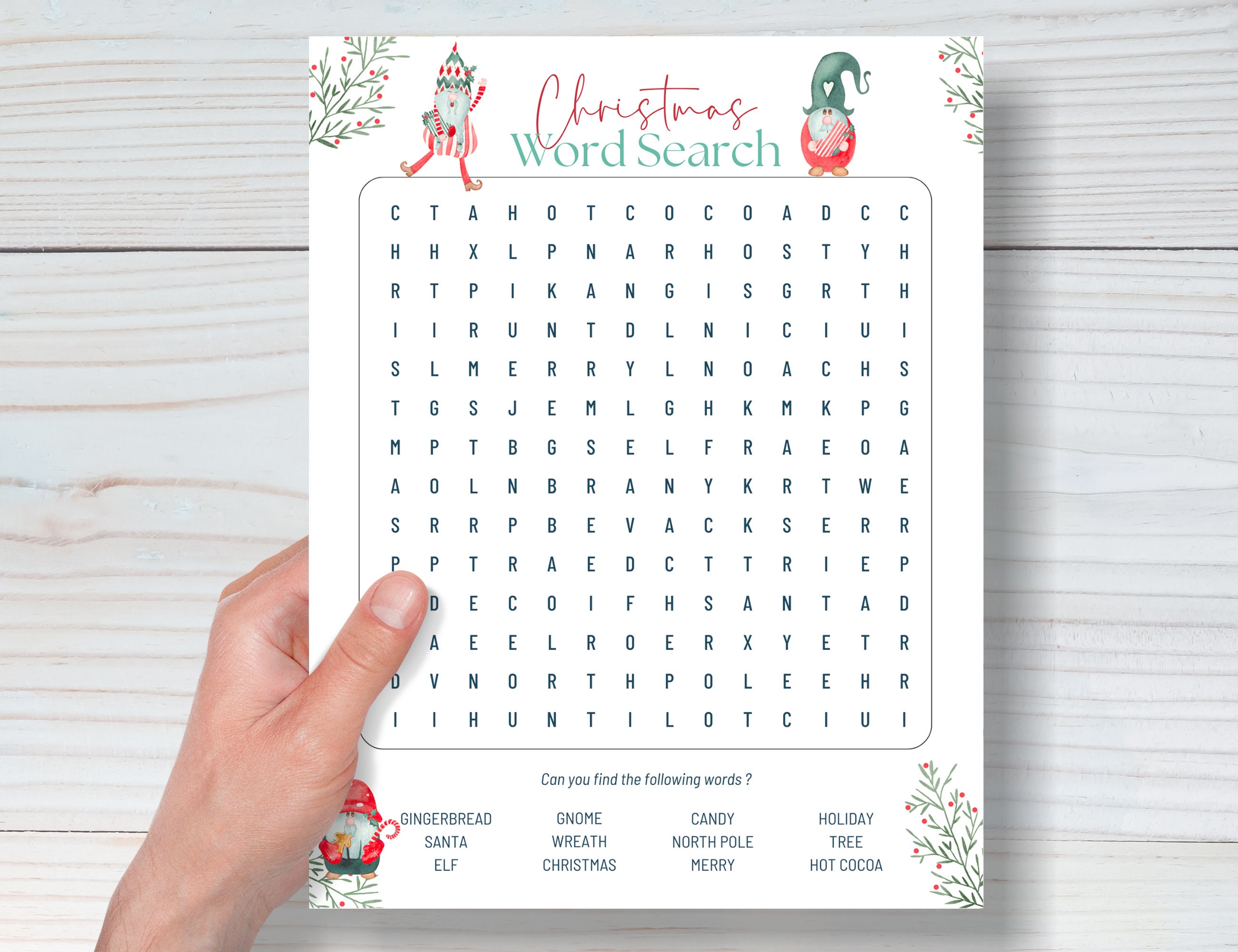 Christmas Word Search Puzzle Printable PDF, Easy Christmas Game for ...