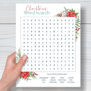 Christmas Word Search Puzzle Printable PDF, Easy Christmas Game for ...