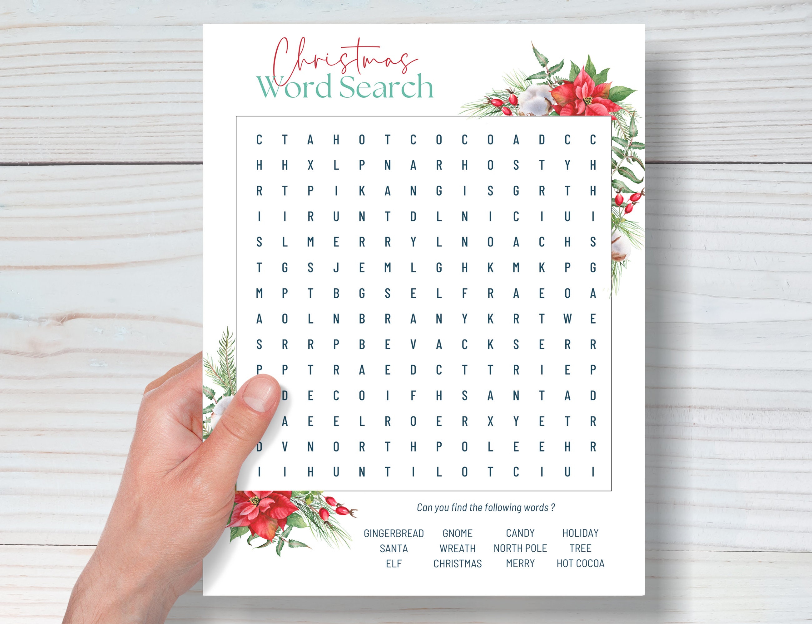Christmas Word Search Puzzle Printable PDF Easy Christmas - Etsy