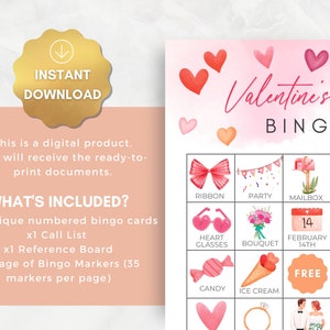 Valentines Bingo Cards for Kids, Printable Valentines Day Bingo Cards ...