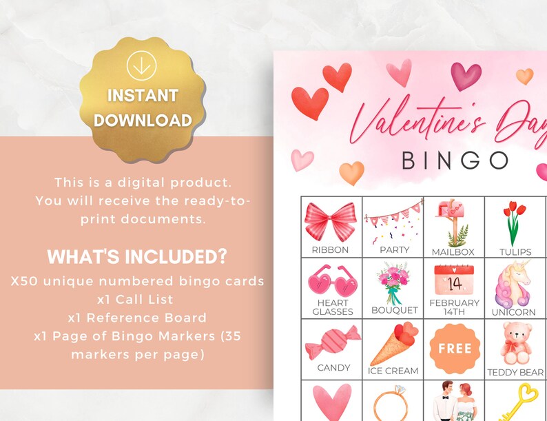 Valentines Bingo Cards for Kids Printable Valentines Day - Etsy