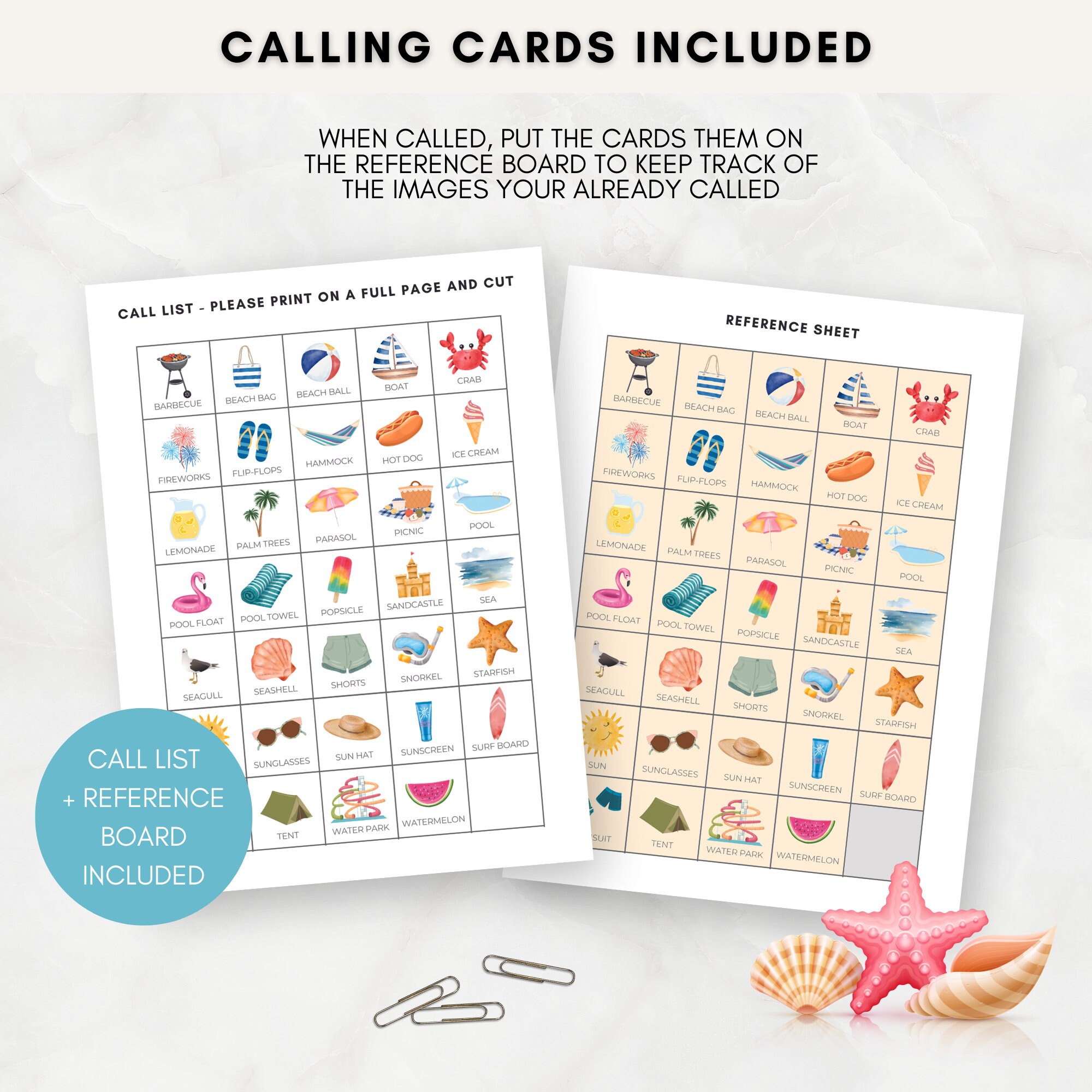 Printable Summer Bingo Game Beach Bingo Party Fun Summer - Etsy