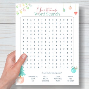 Christmas Word Search Puzzle Printable PDF Easy Christmas - Etsy