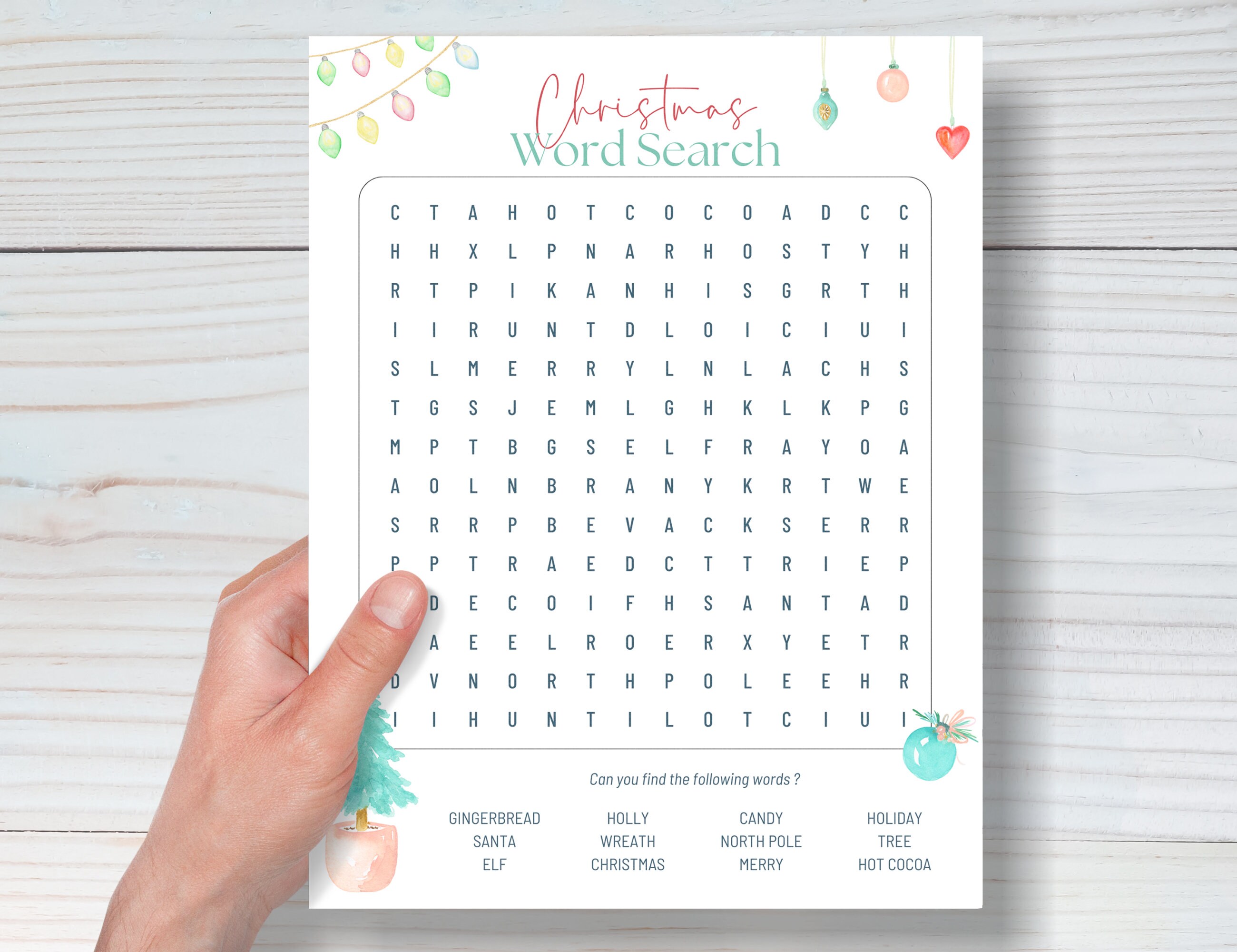 Christmas Word Search Puzzle Printable PDF Easy Christmas - Etsy