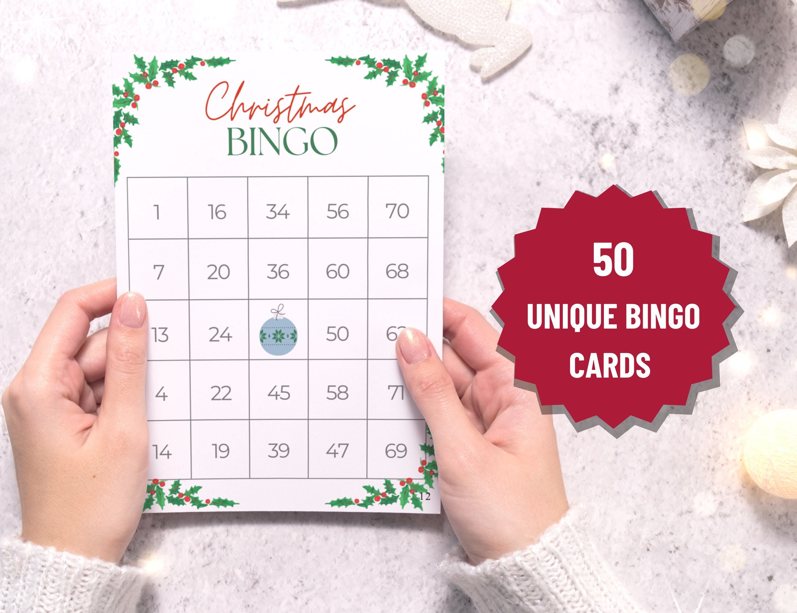 Christmas Bingo Cards With Numbers Printable Fun Game for - Etsy