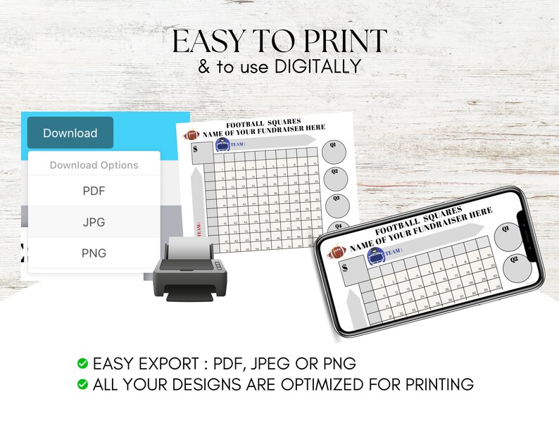 Editable Football Fundraiser Squares 100 Squares Template - Etsy