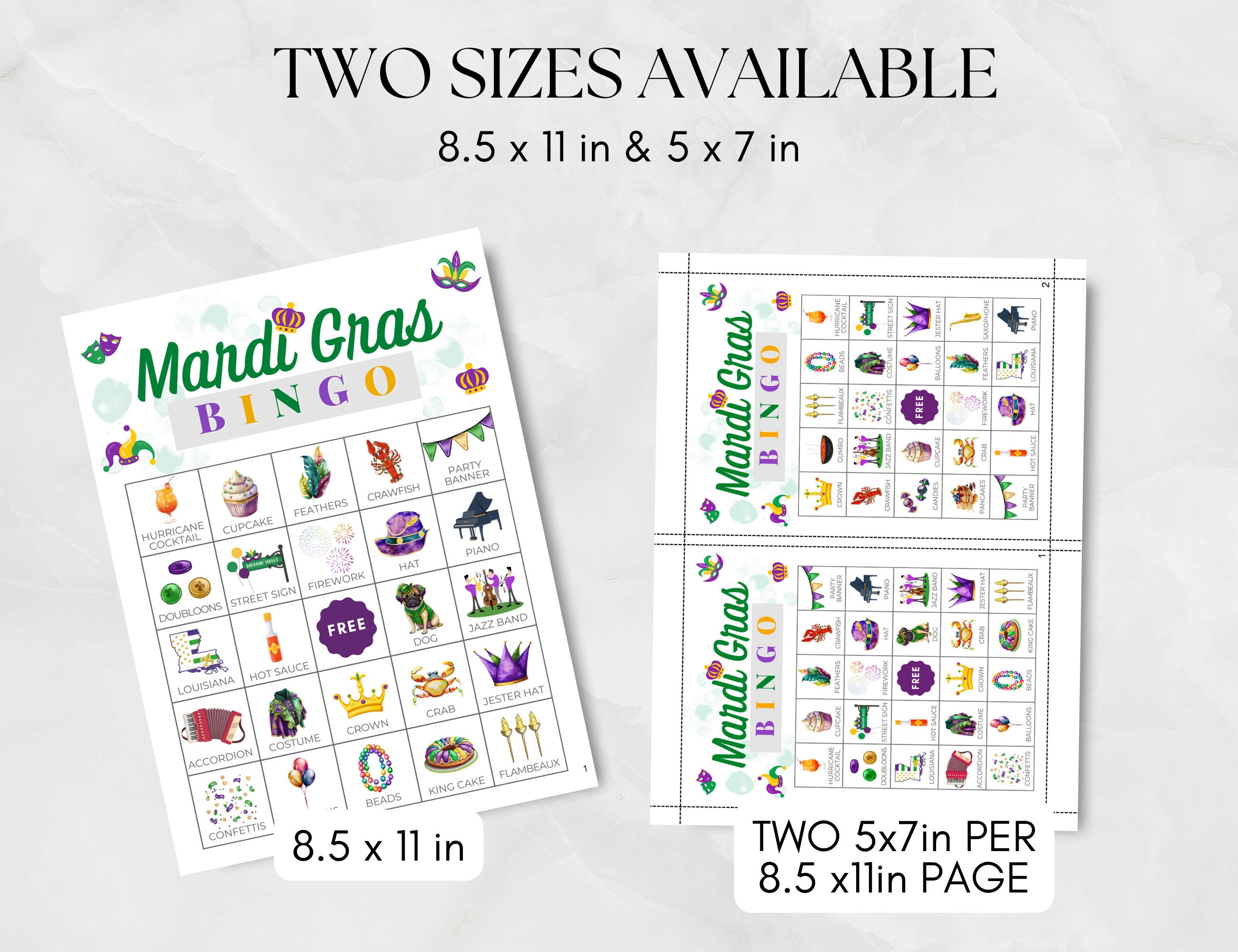 Mardi Gras Bingo Game, Mardi Gras Printable Game for Kids and Family ...