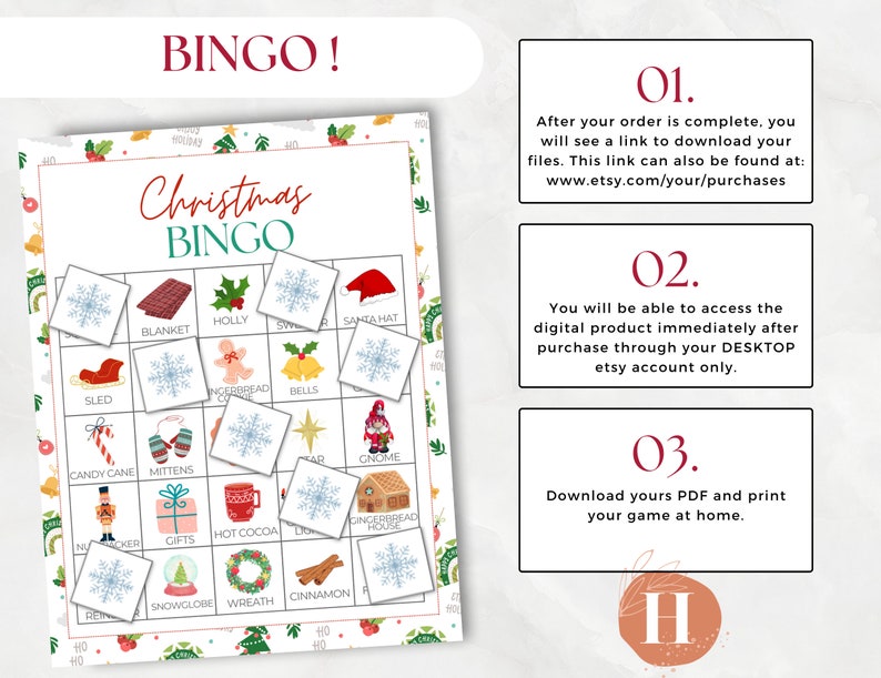 Christmas Bingo Printable Game for Kids Family and Friends - Etsy